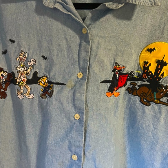 Warner Bros. | Tops | Rare Vintage Warner Brothers Halloween Button Up ...